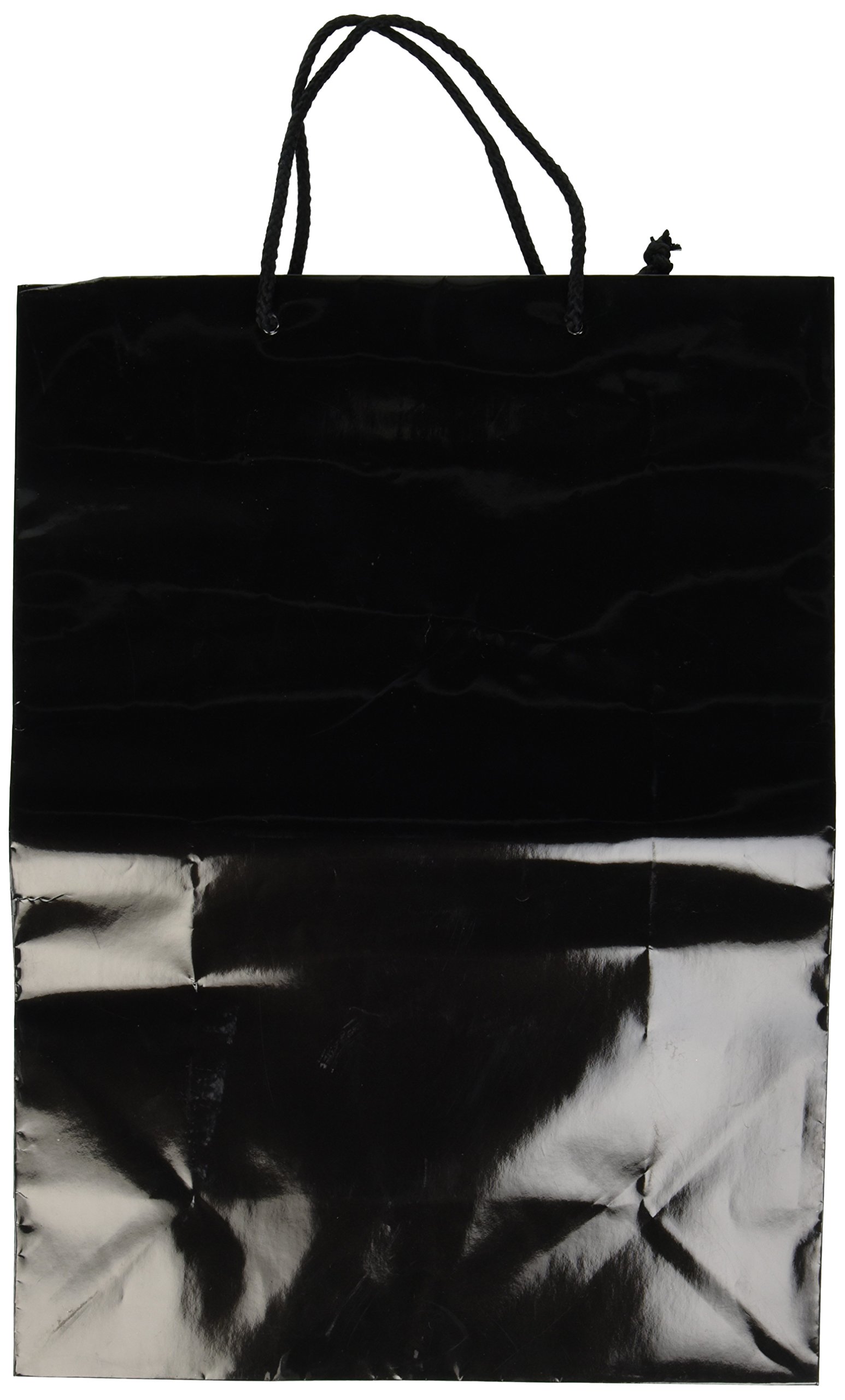Solid Glossy Black Extra Large Paper Bags (1-Pack) - 16.75" x 12.25", Elegant Color Gift Bags, Durable & Eco-friendly - Perfect For Any Occasions