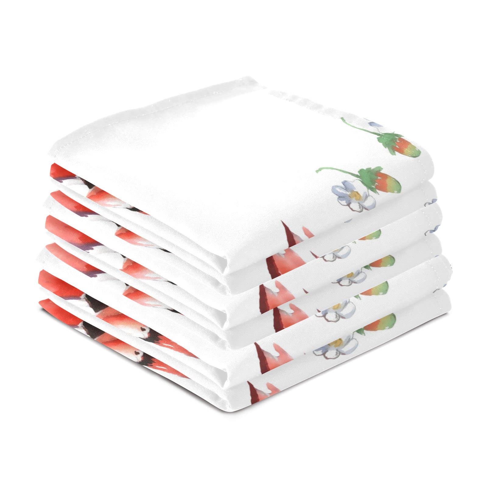 Summer Tropical Strawberries Kitchen Towel Set Cardinal Birds Dish Towel Set of 1 Tea Towels Large 28''x18'' Multi-Purpose Washing Cloth Home Decorative Lint-Free Dishcloths for Restaurant Household