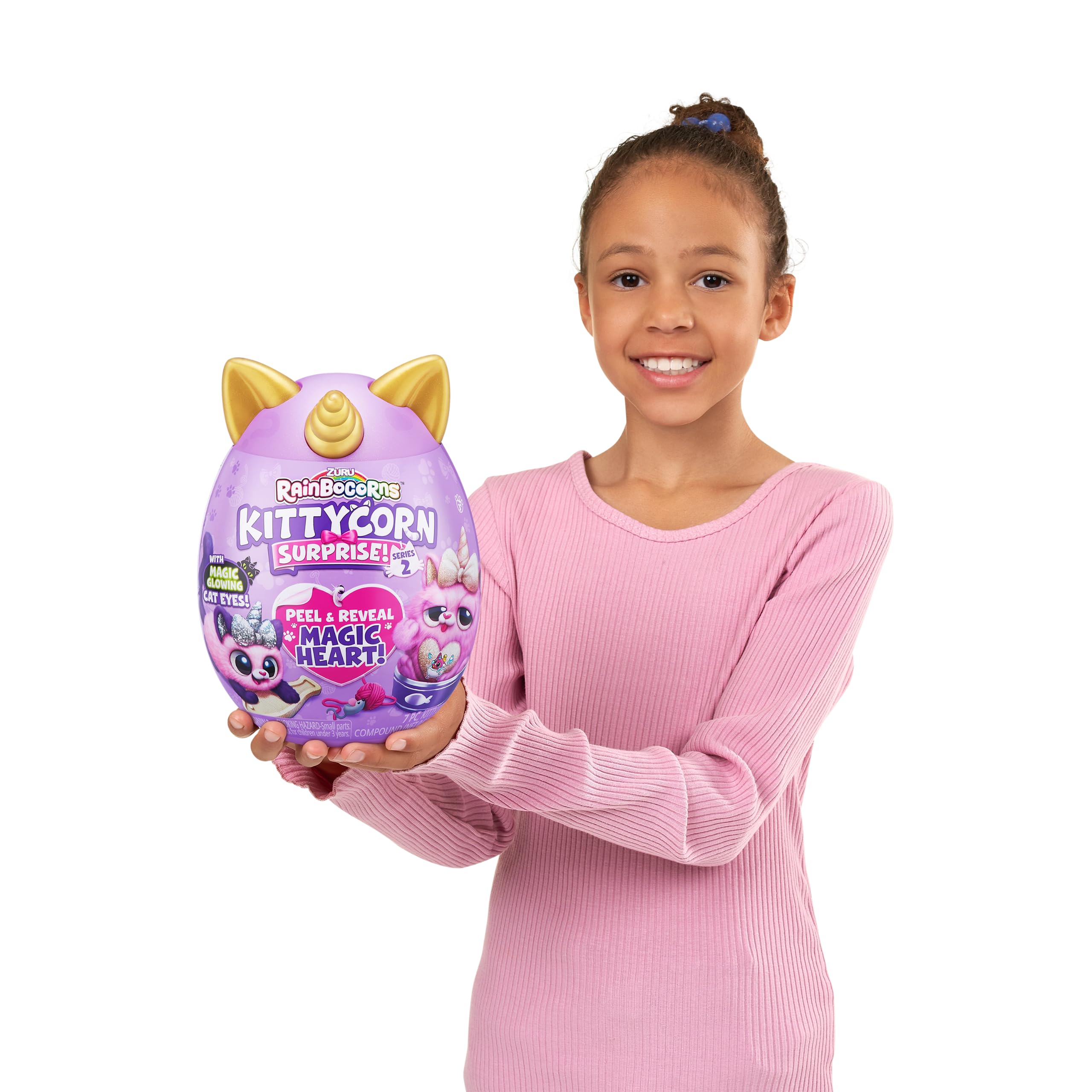 Rainbocorns Kittycorn Surprise Series 2 (Calico Cat) by ZURU, Collectible Plush Stuffed Animal, Surprise Egg, Sticker Pack, Slime, Ages 3+ for girls, Children