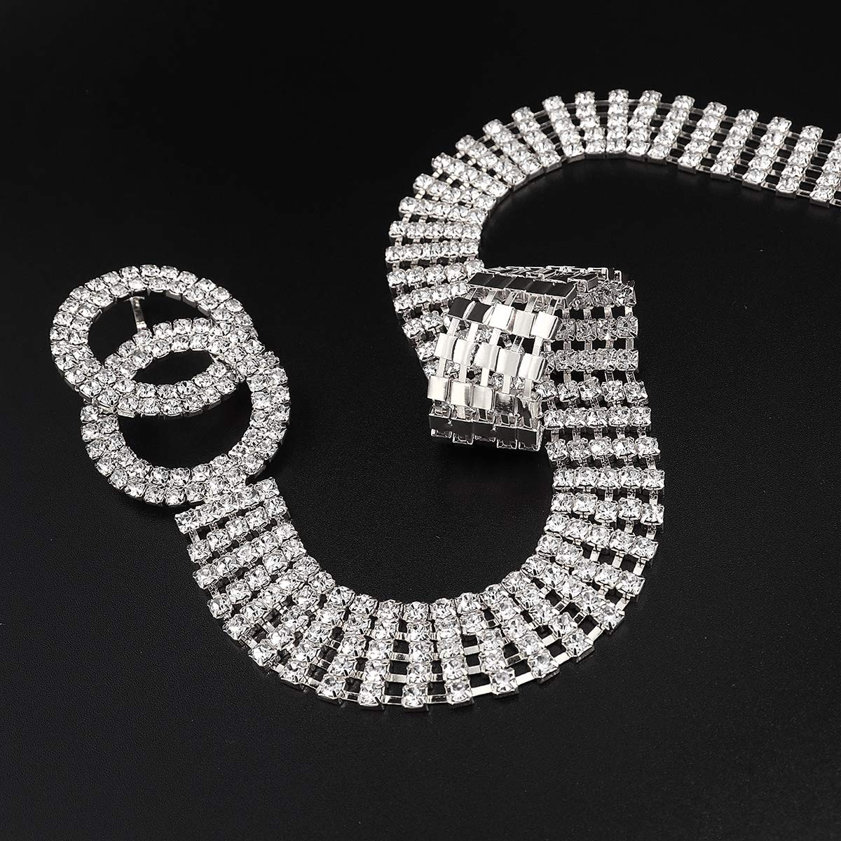 Suyi Silver Crystal Waist Chain for Women Rhinestone Chian Belts O-Ring Chain Gift Silver 120CM