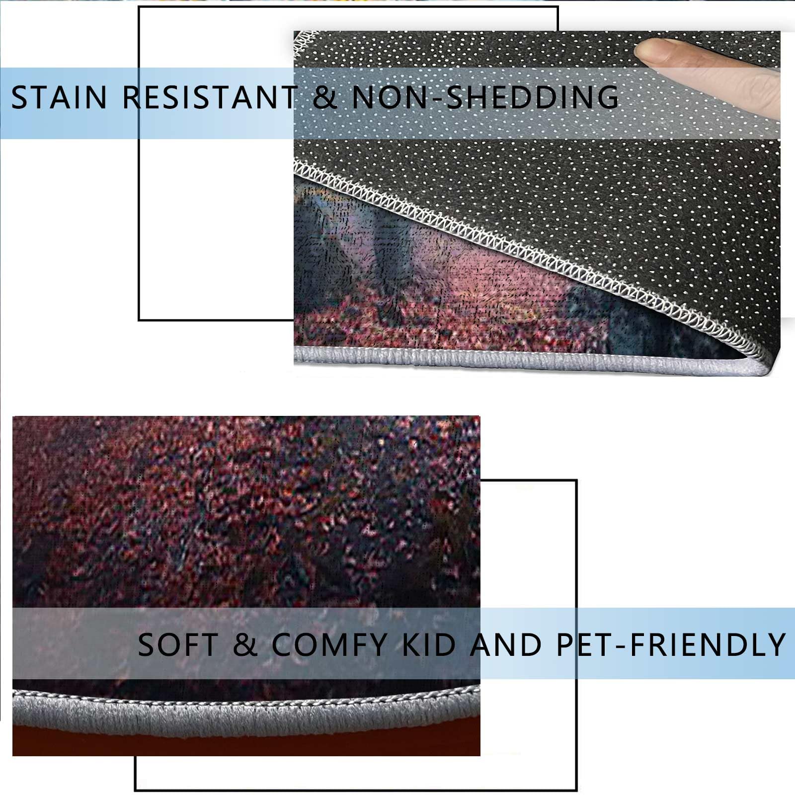 Round Desk Chair Mat Forest Under Desk Low-Pile Rug Red Grey Thick Floor Mat for Carpet and Hardwood Floors 2 FT