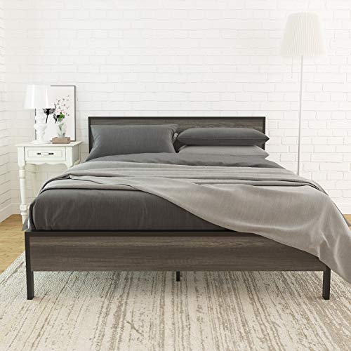 Weehom Metal Bed Frame Queen Size Bed with Lock Design Storage Bed Frame Mattress Foundation No Box Spring Needed/Under Bed Storage Black
