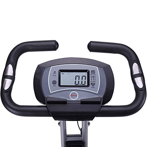 Xspec Recumbent Upright Indoor Cycling Bike, Foldable Exercise Bike with Resistance Bands and Phone/Tablet Holder,16-Level Magnetic Resistance, LCD Display Grey