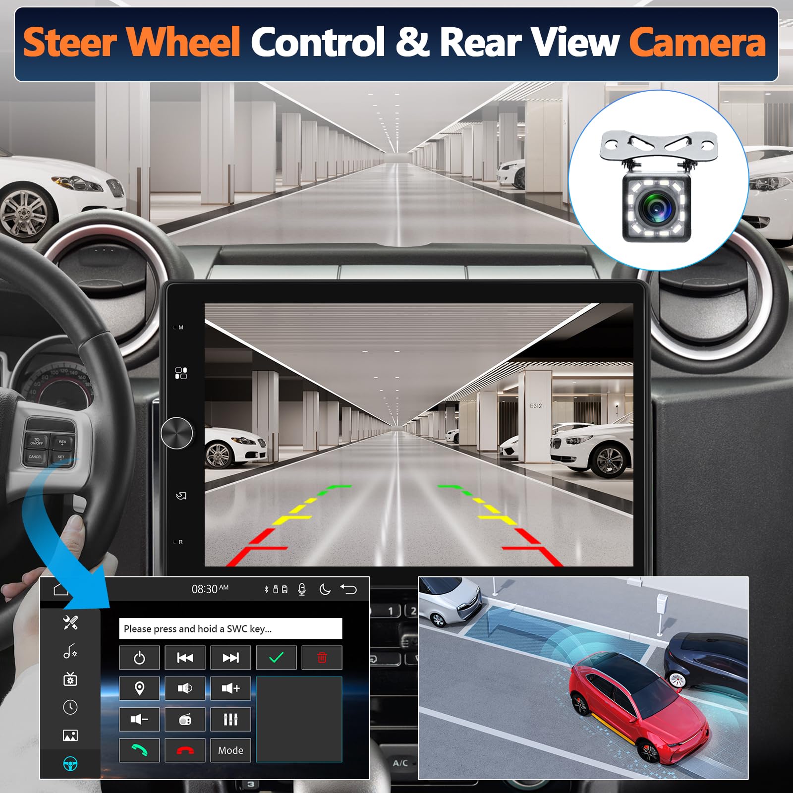 Single Din Apple Carplay Car Stereo with Android Auto, 10.4β Rotatable Vertical Touchscreen Bluetooth Car Radio with Mirror Link | Voice Control | FM Radio | 16-band EQ | USB | TF | AUX+Backup Camera