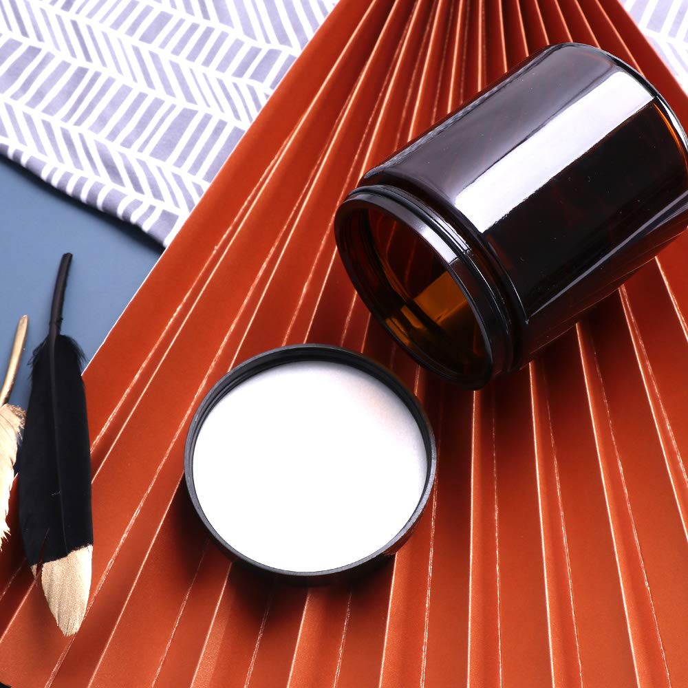 STARSIDE 12 Pack 8 oz Amber Glass Jars with Black Lids,Glass Candle Jars Round Jars for Cosmetics and Face cream Lotion.