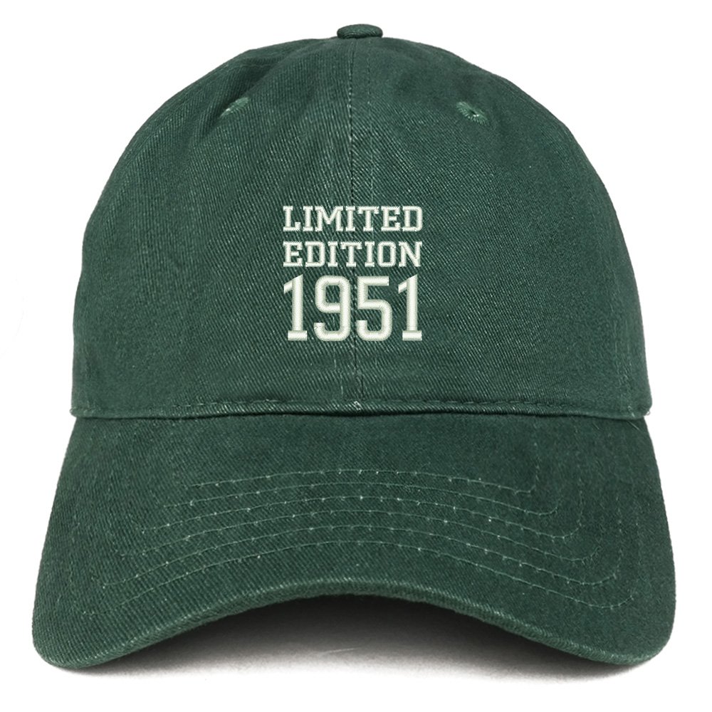 Trendy Apparel Shop Limited Edition 1951 Embroidered Birthday Gift Brushed Cotton Cap - Hunter