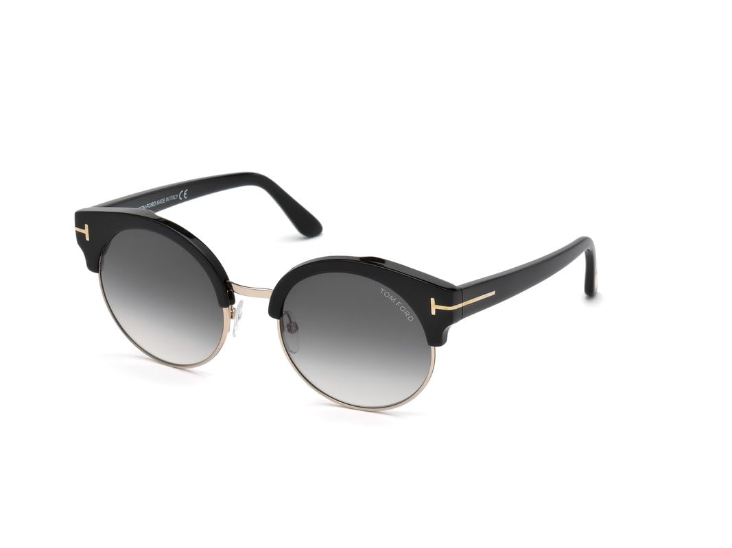 Tom Ford FT0608 Round Alissa-02 Sunglasses TF608 (01B Black/Gold, Gray Gradient)