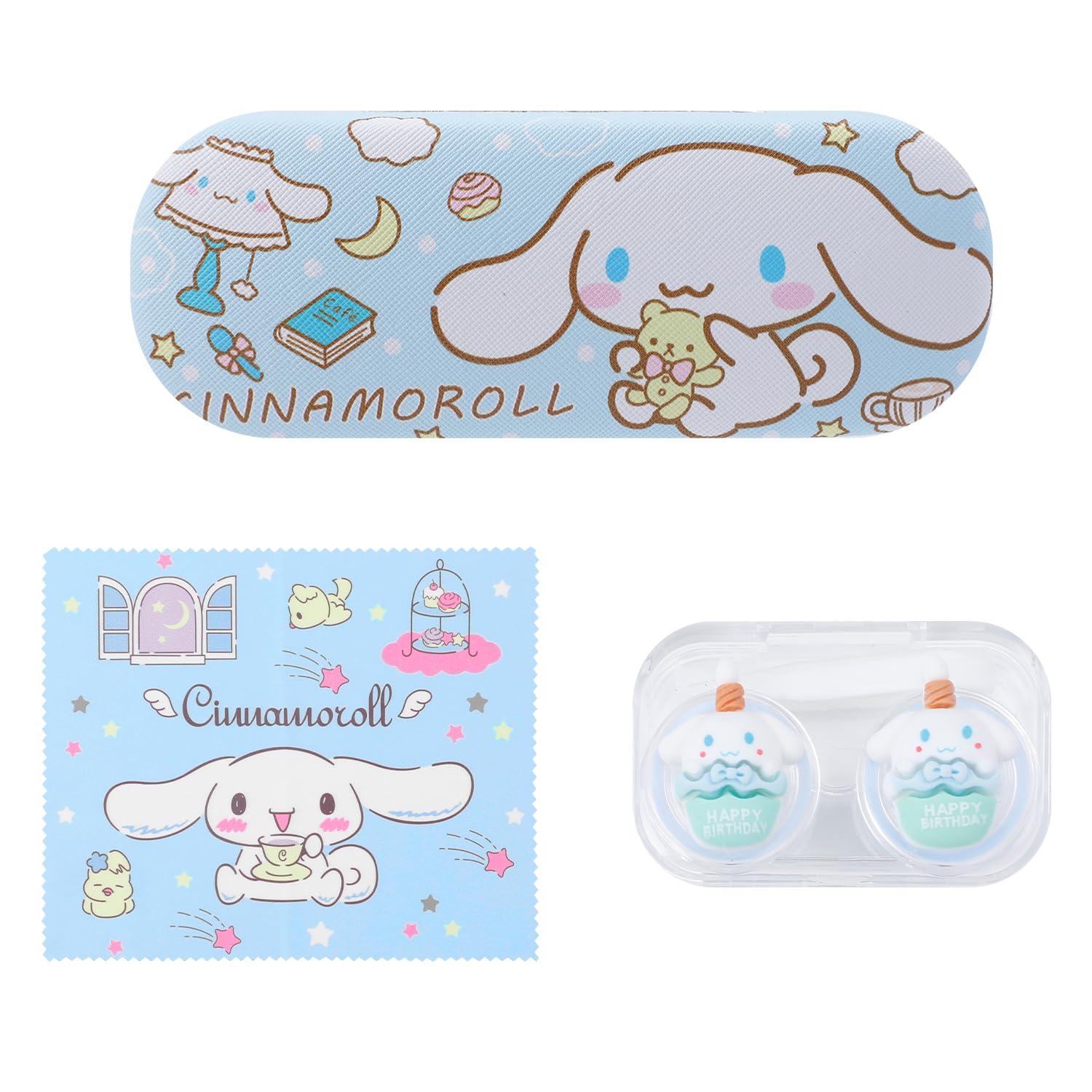 U-CHYTY Pink Kitty Hard Shell Eyeglasses Cases Cartoon Protective Case with Glasses Cloth Storage Box Holder for Women-2