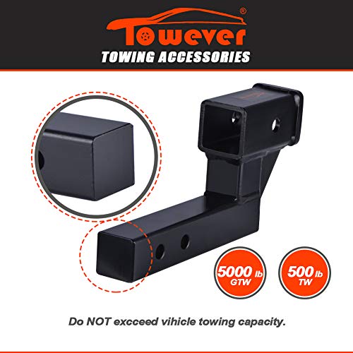 Towever 84122 Receiver Hitch Extender with 4" Drop/Rise, 9" Extension with 84703 Trailer Hitch Tightener
