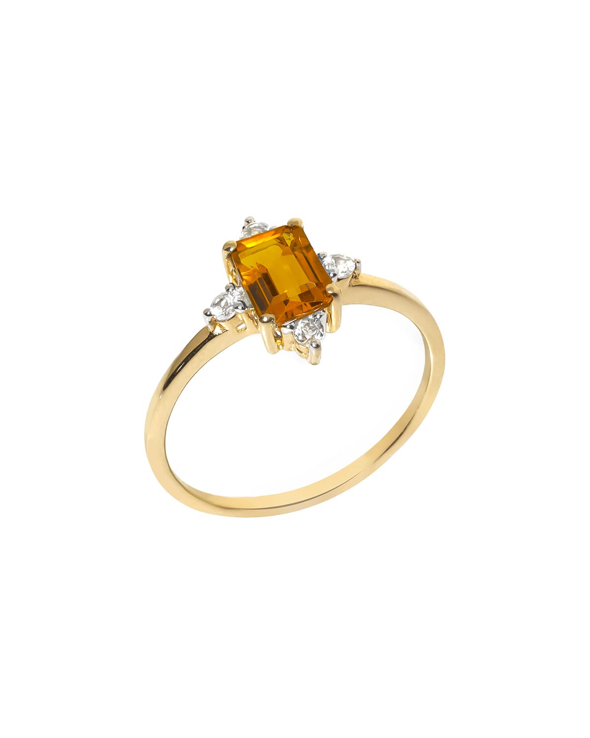 YoTreasure 1.37 Ct. Healing Citrine White Topaz Solid 10K Yellow Gold Engagement Ring