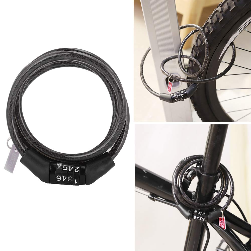 Sazao Cable Lock, Waterproof Passwords Bike Security Lock, Children for Bike Mountain Home
