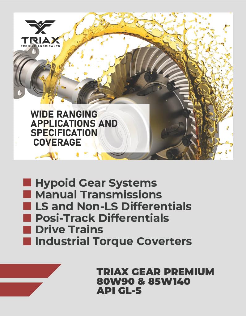 Triax Gear Premium LS 80W-90, GL-5 Limited Slip Ready, Manual Transmissions, Hypoid Gear Systems, Differentials, NATO Military Approved, Widest OEM Specification Range (1 Gallon)