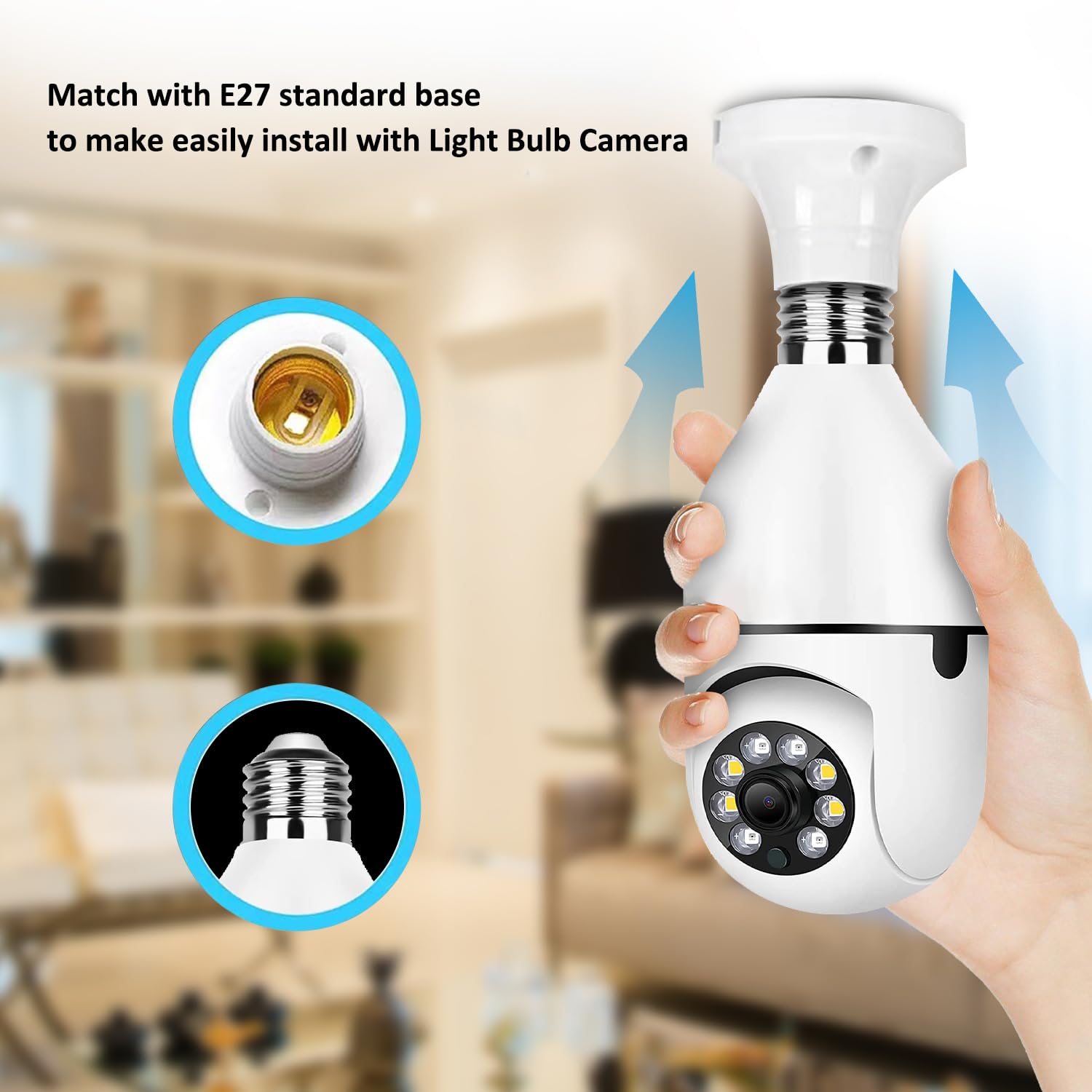 RAKEBLUE Light Bulb Camera 2 Pack,Free Cloud Storage 1080P Wireless Security Camera with 2.4GHz / 5GHz WiFi,Human Motion Detection Two Way Audio FHD Color Night Vision