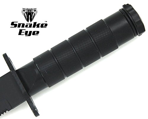 Snake Eye Tactical Serrated Blade 8.5 Inch Survival Knife Heavy Duty Stainless Steel with Kit & Nylon Sheath (Black)