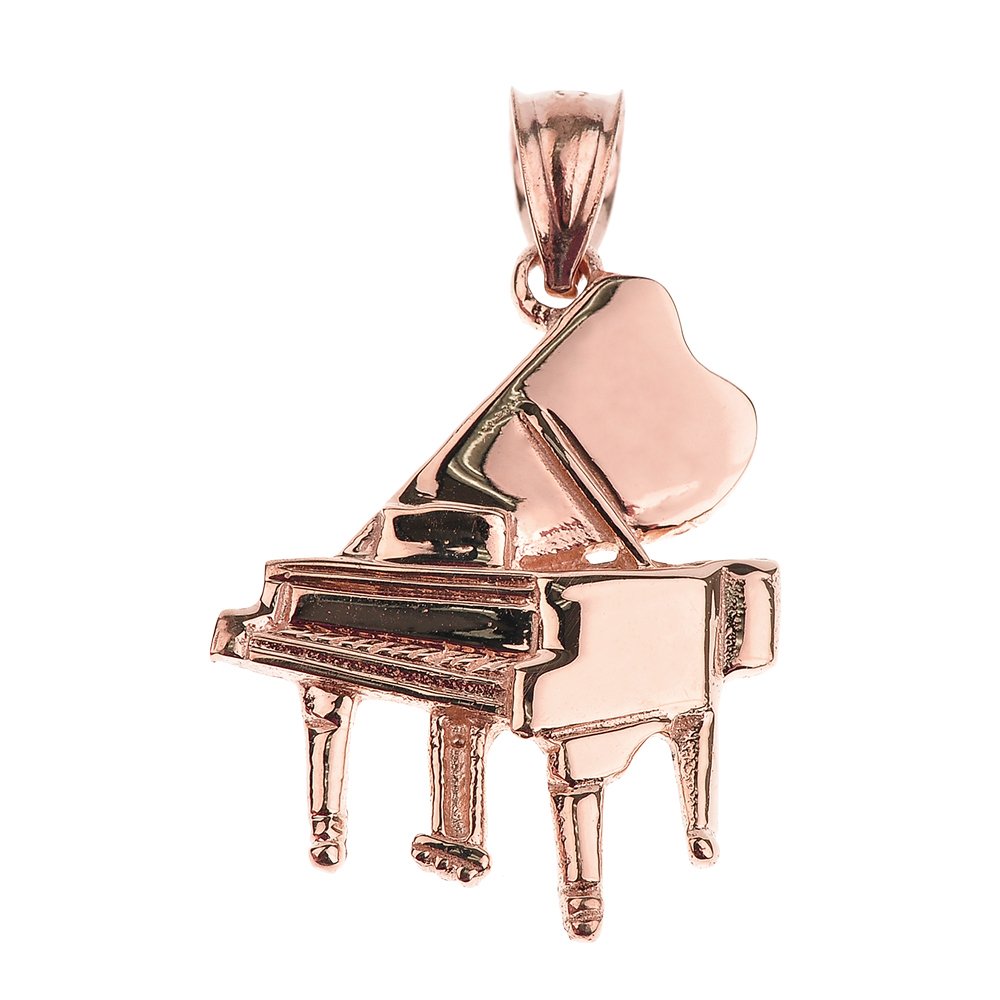 Solid 14k Rose Gold Music Charm Grand Piano Pendant