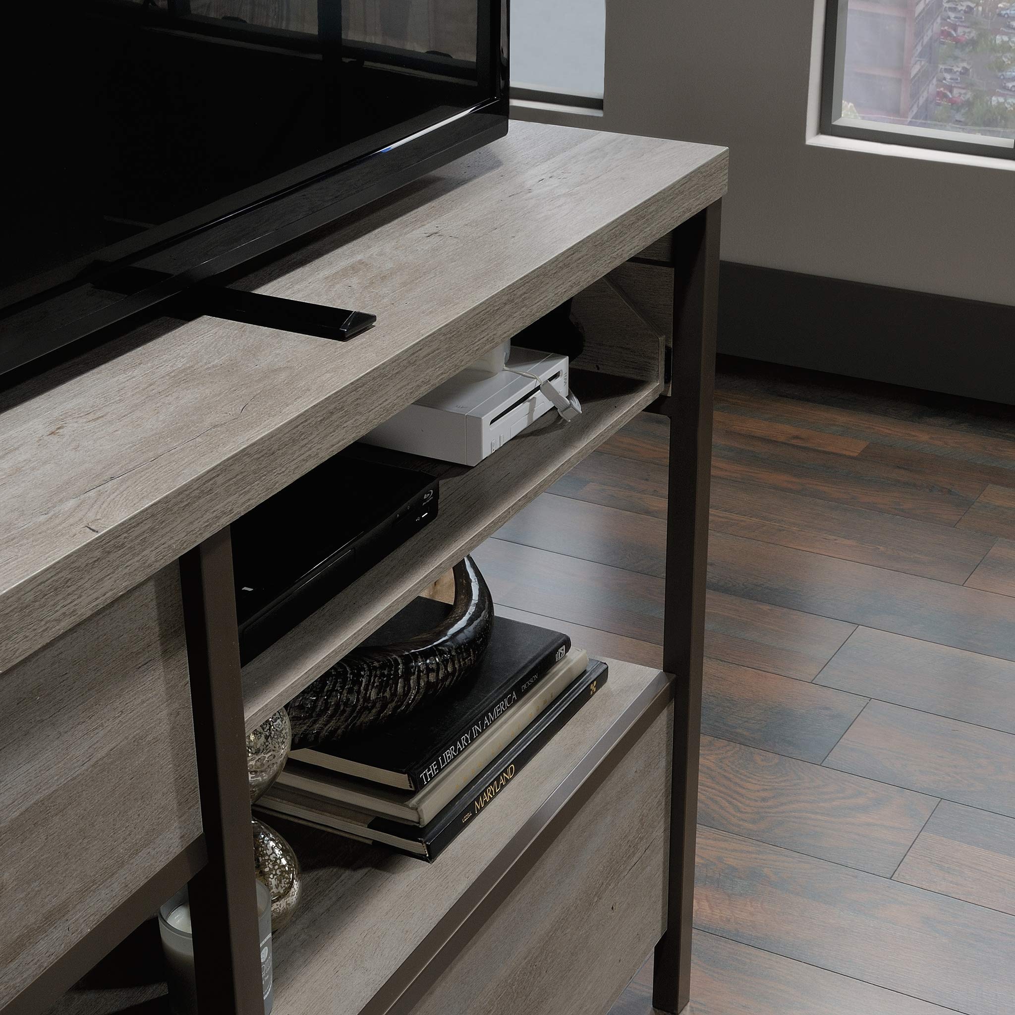 Sauder Manhattan Gate Credenza, for TVs up to 60", Mystic Oak Finish