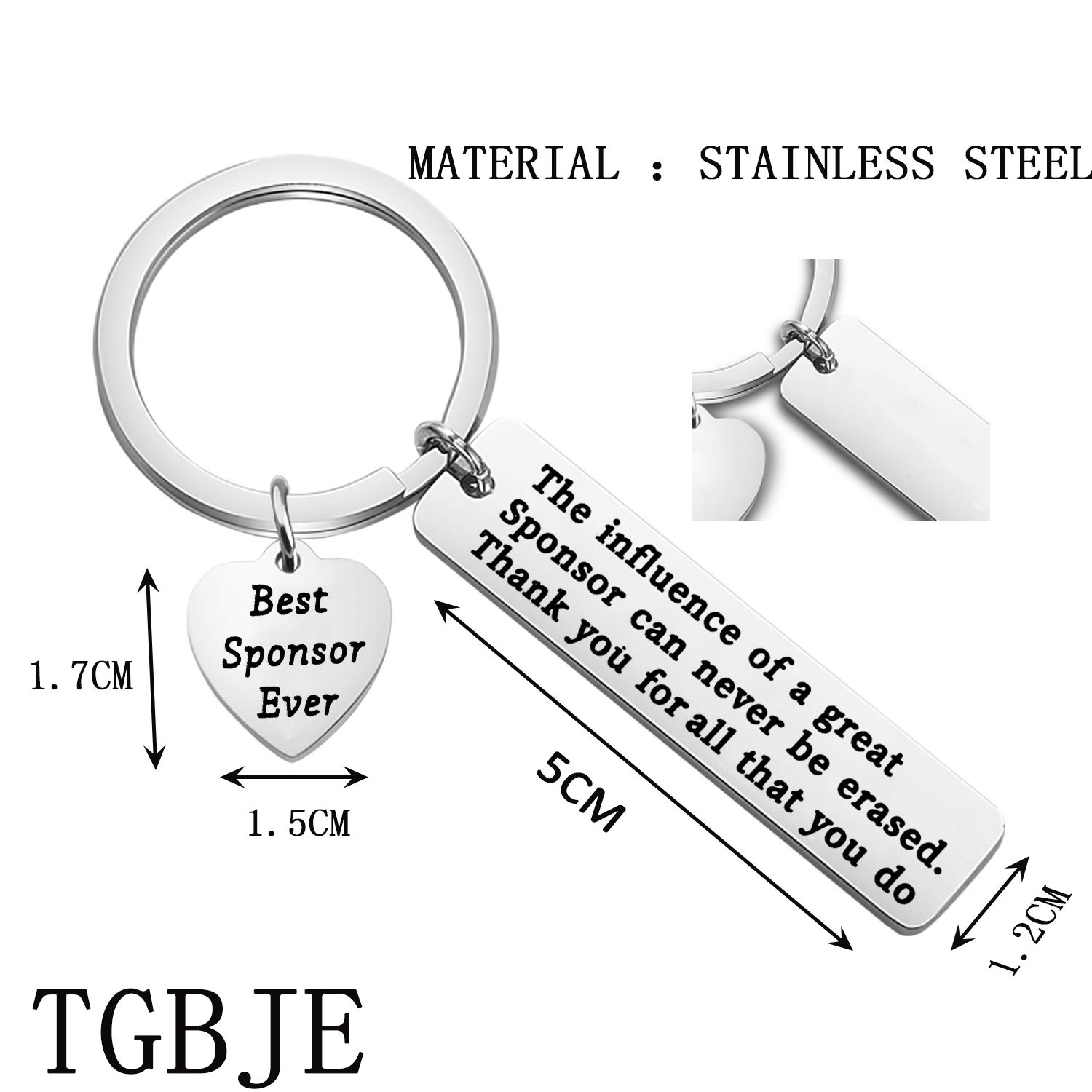 Sponsor Gift The Influence of A Great Sponsor Can Never Be Erased Keychain Thank You Gift AA,NA Sponsor Gift (Sponsor Keychain)