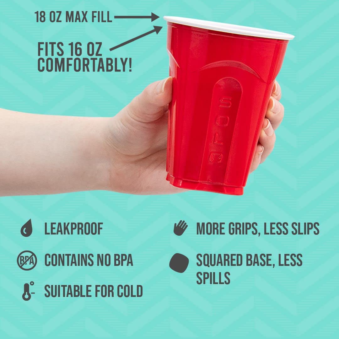 Solo Cup Company Red Party 18oz Plastic Cups, 6-packs of 30ct (180 total cups)