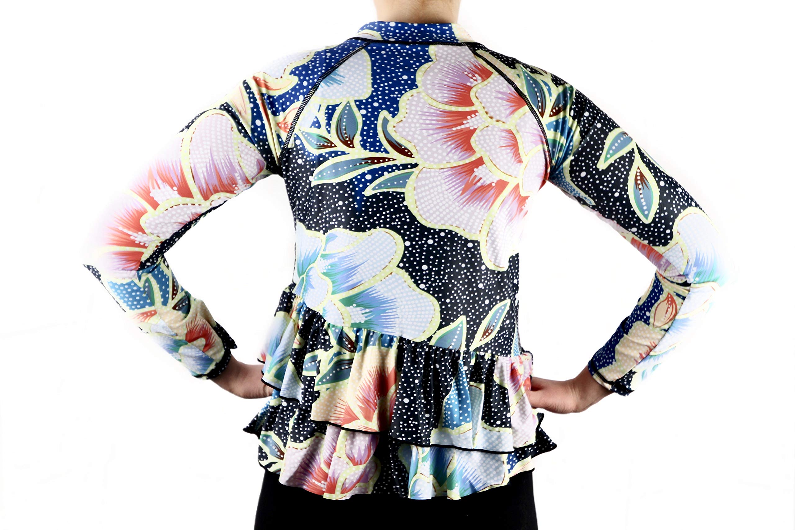 Women's Rash Guard Top (Medium, Diagnol Frill Hem Line)
