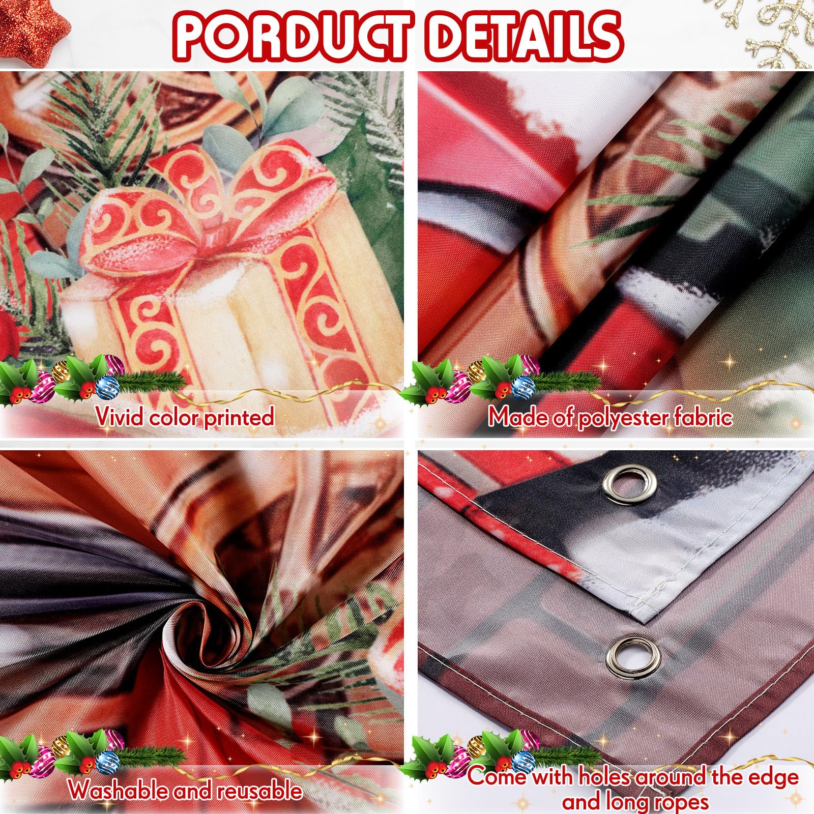 Wovweave Christmas Garage Wall Banners - Black Santa Decorations for Xmas Party Background Supplies