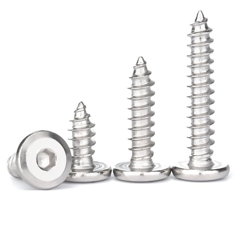 RAKTDA Hexagon Socket Screws 10pcs 304 Stainless Steel Hexagon Socket self-Tapping Screws Round Head Screws Flat Head self-Tapping Screws (Size : M5*12)