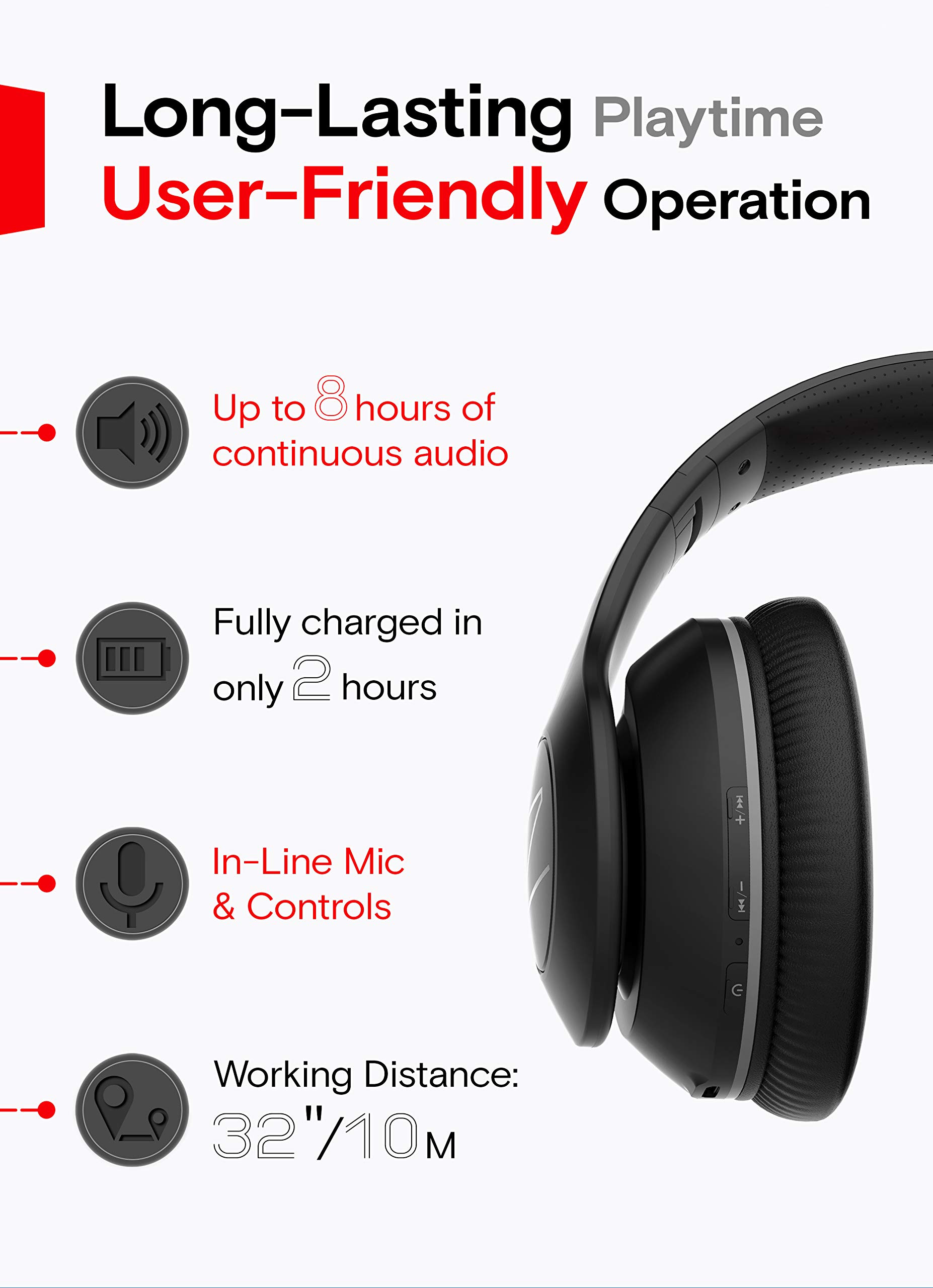 Symphonized 90% Noise Cancelling Over Ear Headphones Wireless β Bluetooth Headphones Over The Ear with Microphone, Cordless Headphones, Over Head Headphones Wireless Bluetooth, Blue Tooth Head Phones