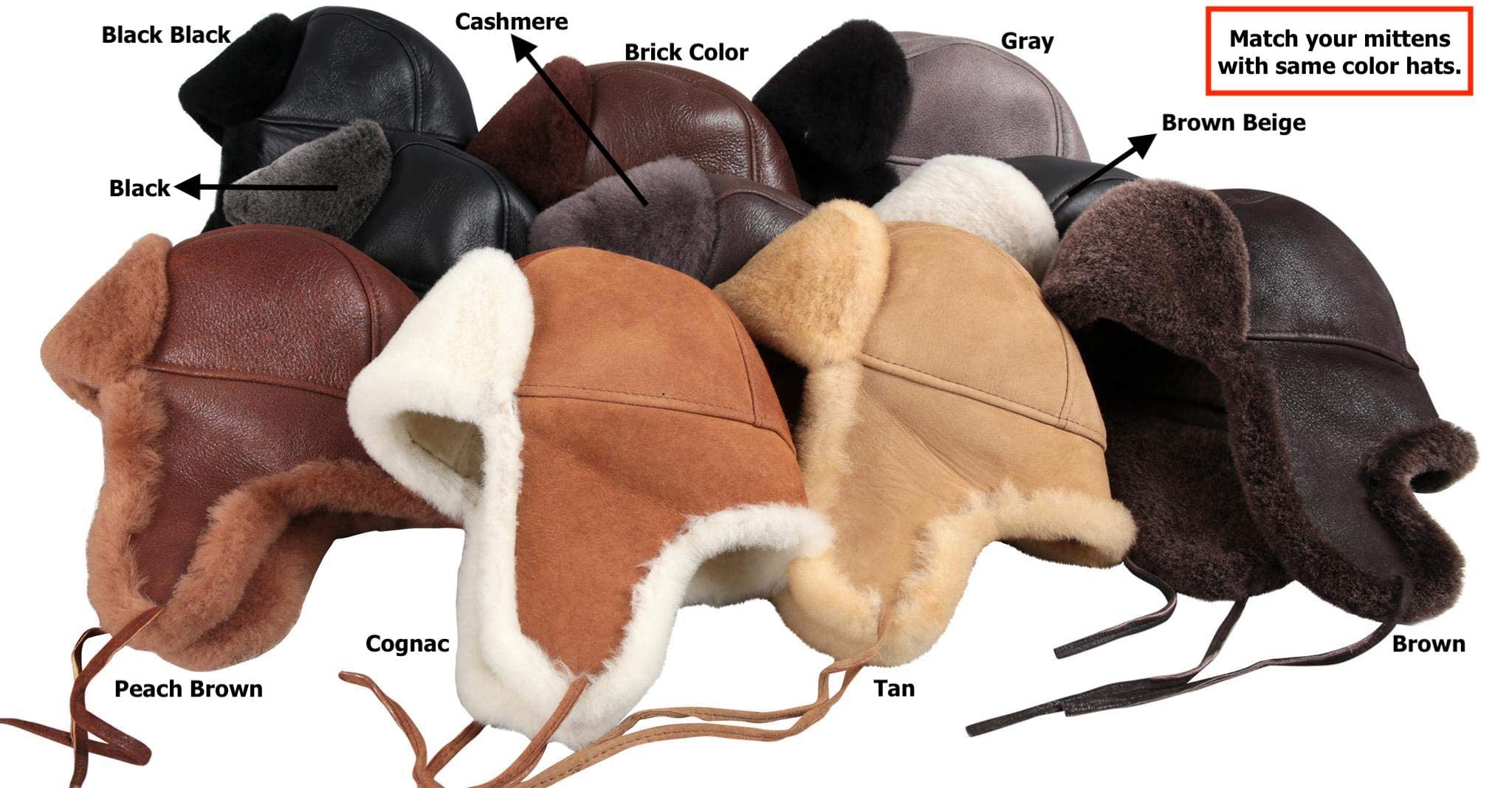 Zavelio Women's Premium Shearling Sheepskin Leather Fur Mittens Black Medium