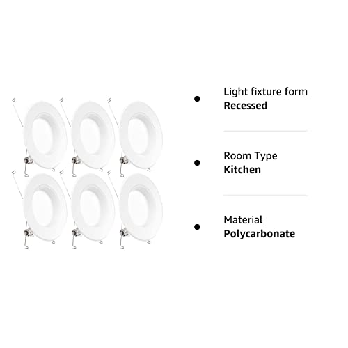 Sunco 6 Pack Retrofit LED Recessed Lighting 6 Inch, 2700K Soft White, Dimmable Can Lights, Baffle Trim, 13W=75W, 965 LM, Damp Rated