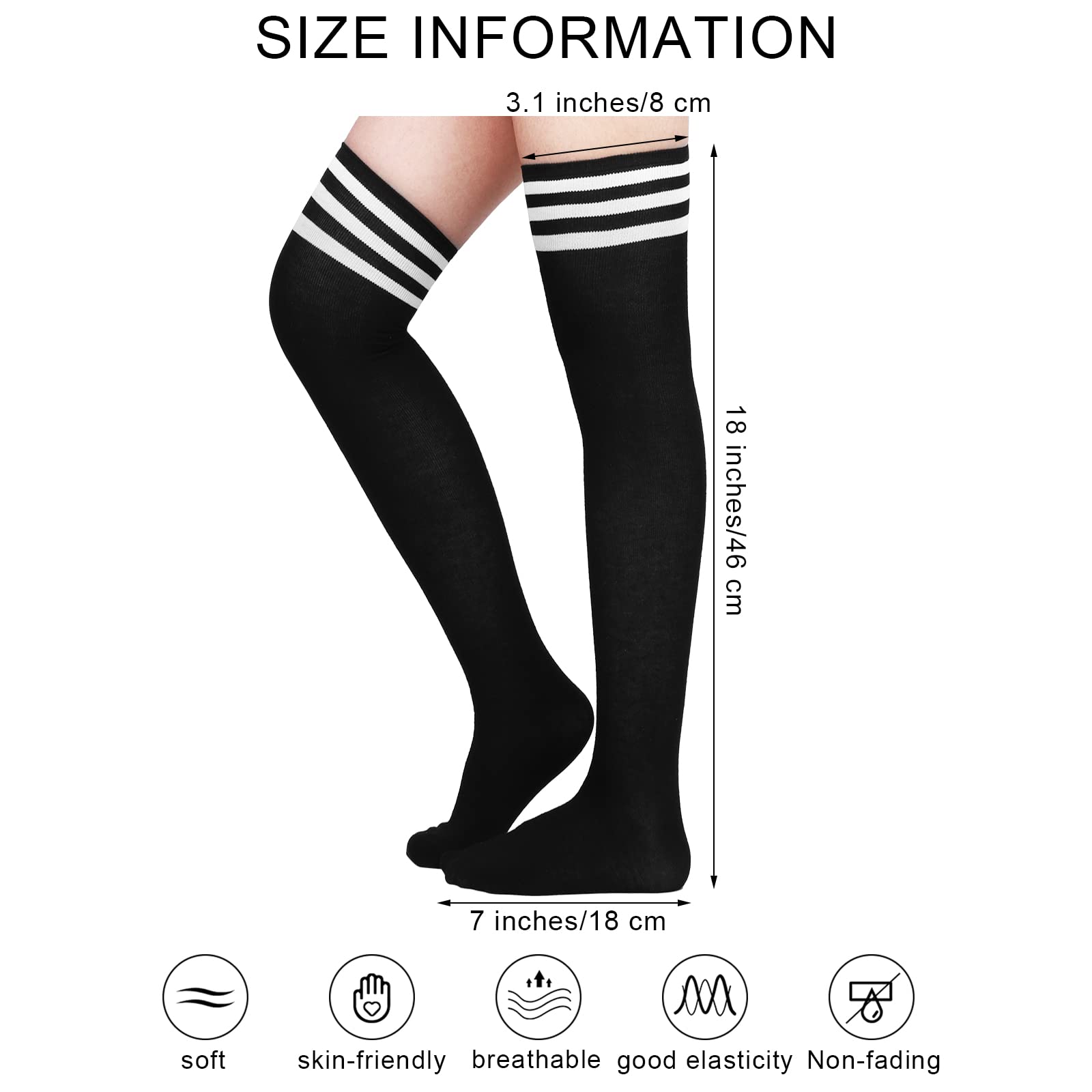 URATOT 6 Pairs One Size Knee-High Socks Thigh High Stockings Over Knee Socks for Women, Mixed Colors