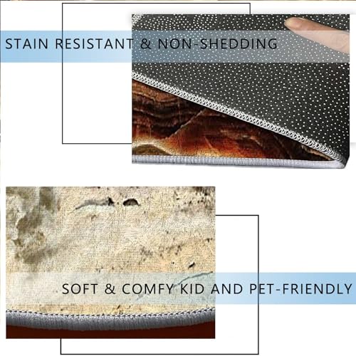 Round Office Desk Chair Mat Marble Anti-Slip Floor Protector Mat Abstract Luxury Art Office Carpeted Floor Mats for Computer Desk 2 FT