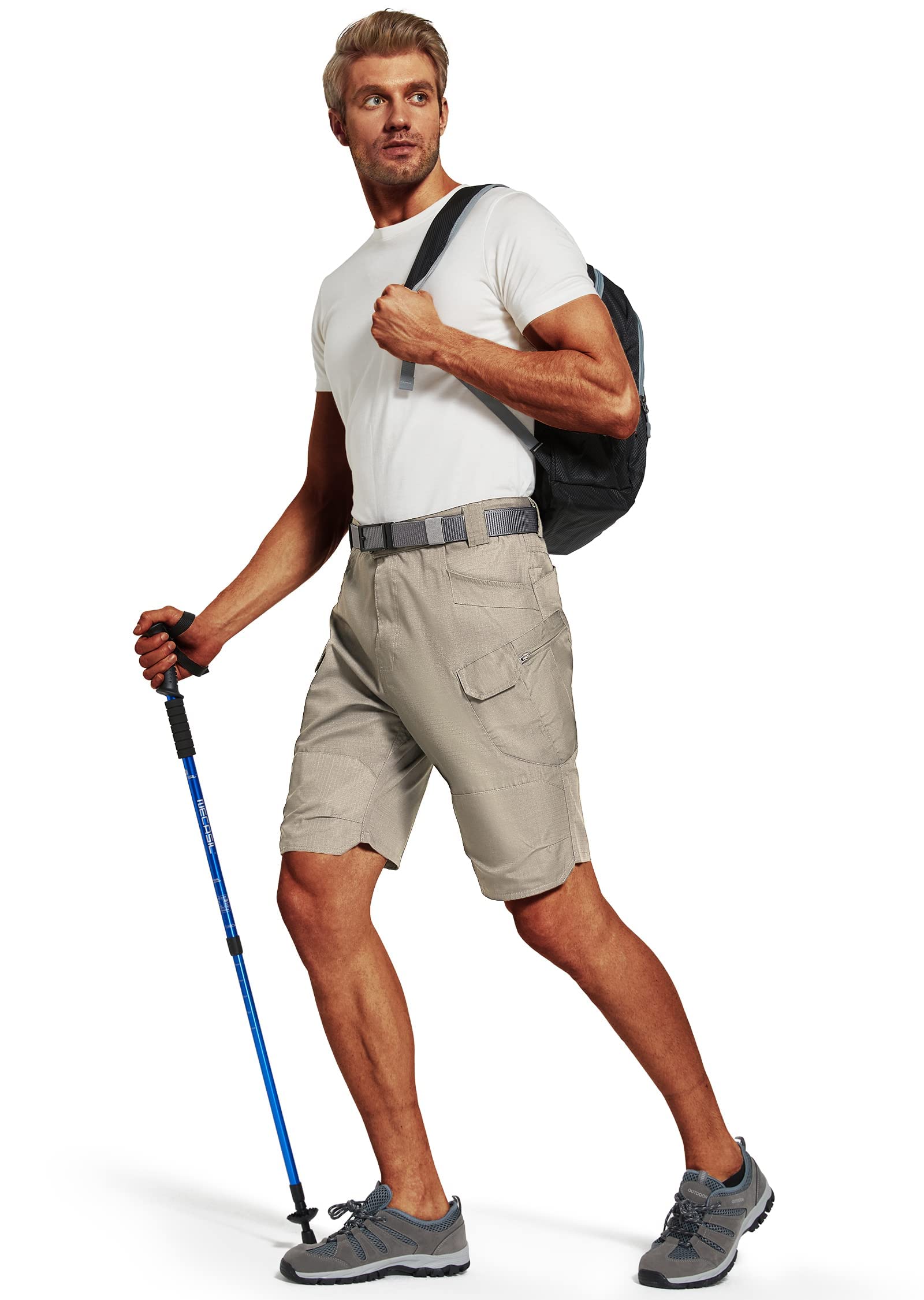 URBEST Tactical Shorts for Men Waterproof Breathable Quick Dry Hiking Fishing Cargo Shorts with Multi Pockets(NO Belt)