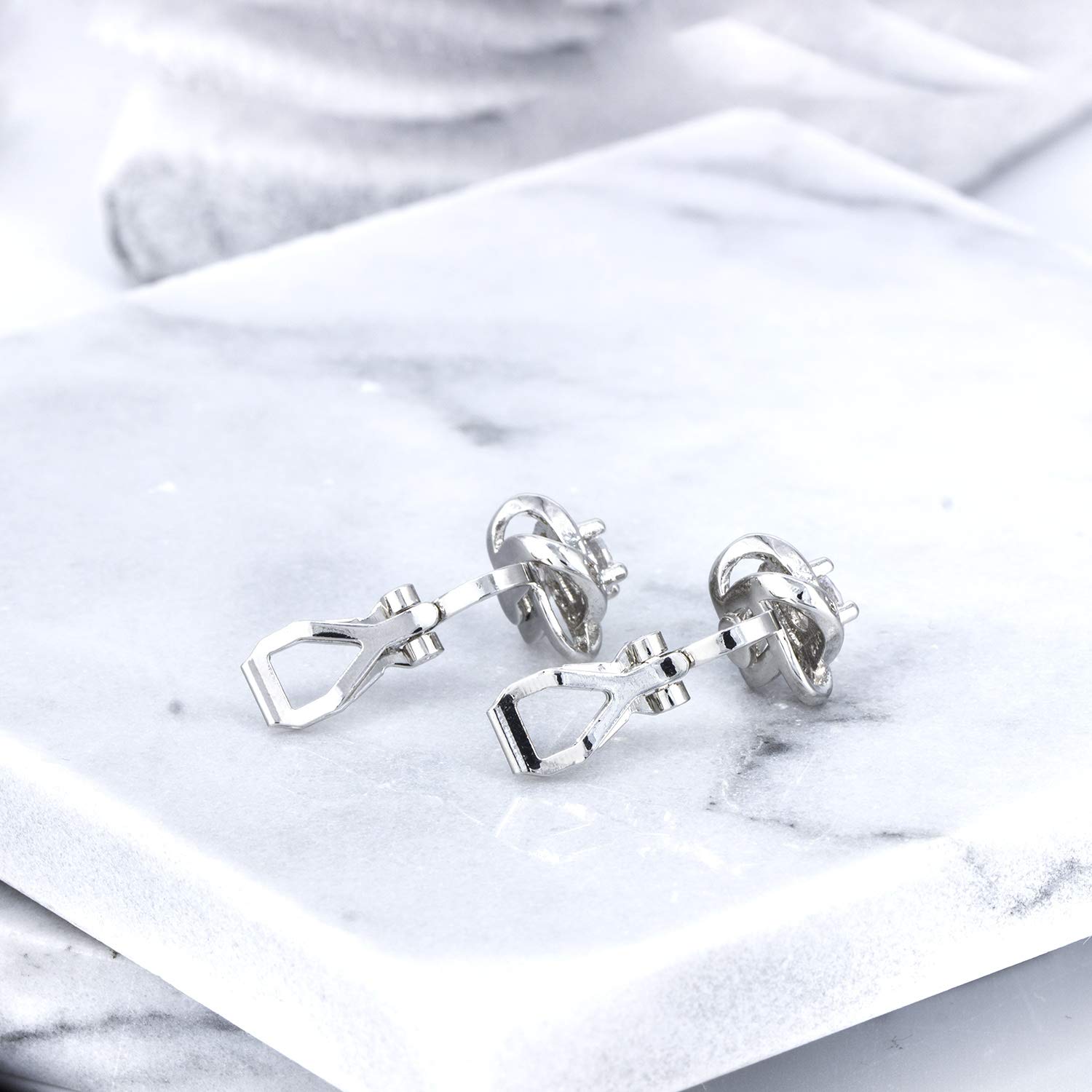 YOQUCOL Cubic Zirconia Crystal Geometry Cross Clip On Earrings Non Pierced Jewellery Elegant Stud For Women