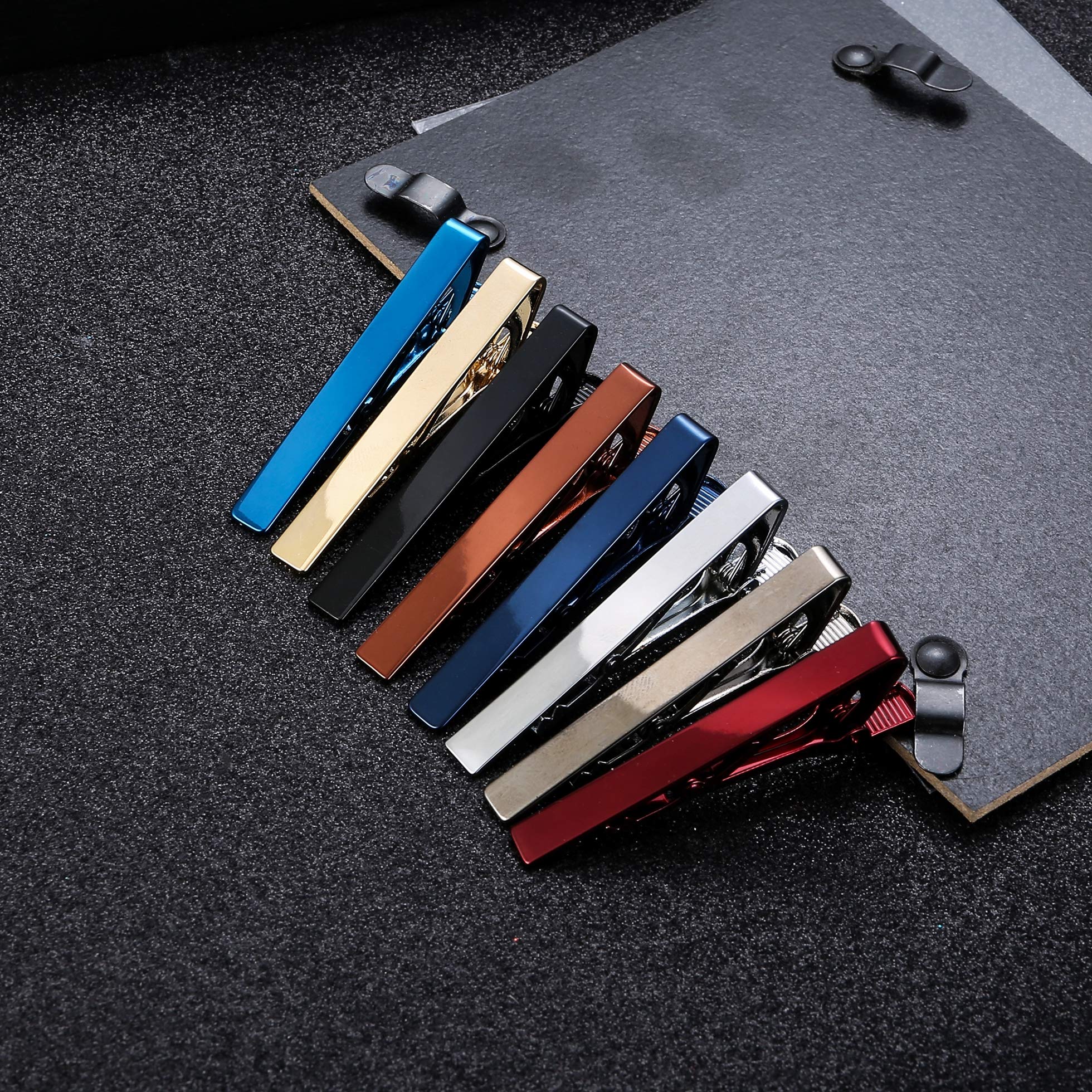 Yadoca 8 Pcs Tie Clips Set for Men Tie Bar Clip Set Wedding Business Professional Fashion Assorted Designs Regular Skinny Necktie Clip with Gift Box