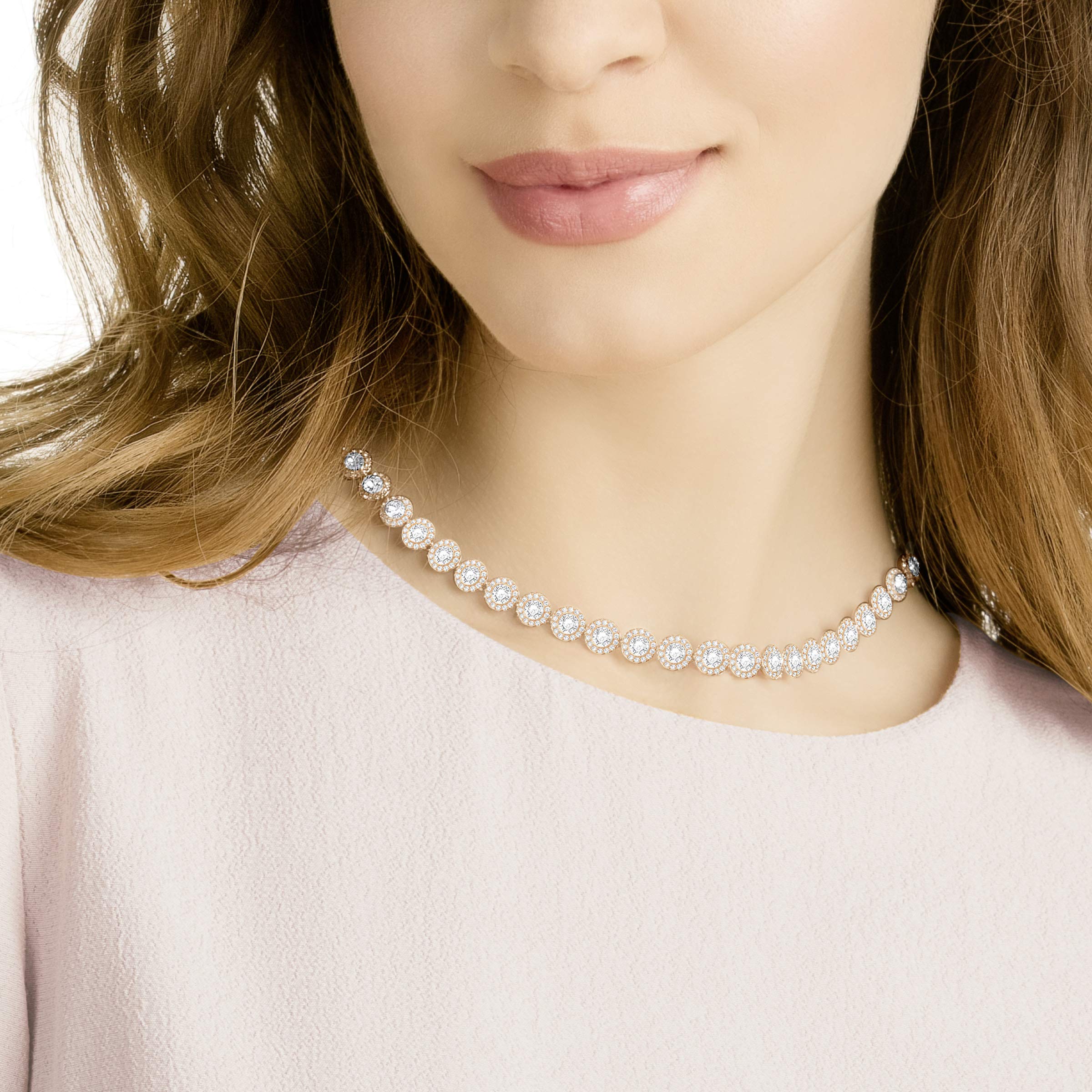 Swarovski Una Angelic All-Around Choker Necklace, Clear Swarovski Crystals and Matching Crystal Pavé with a Rose-Gold Tone Finish Setting