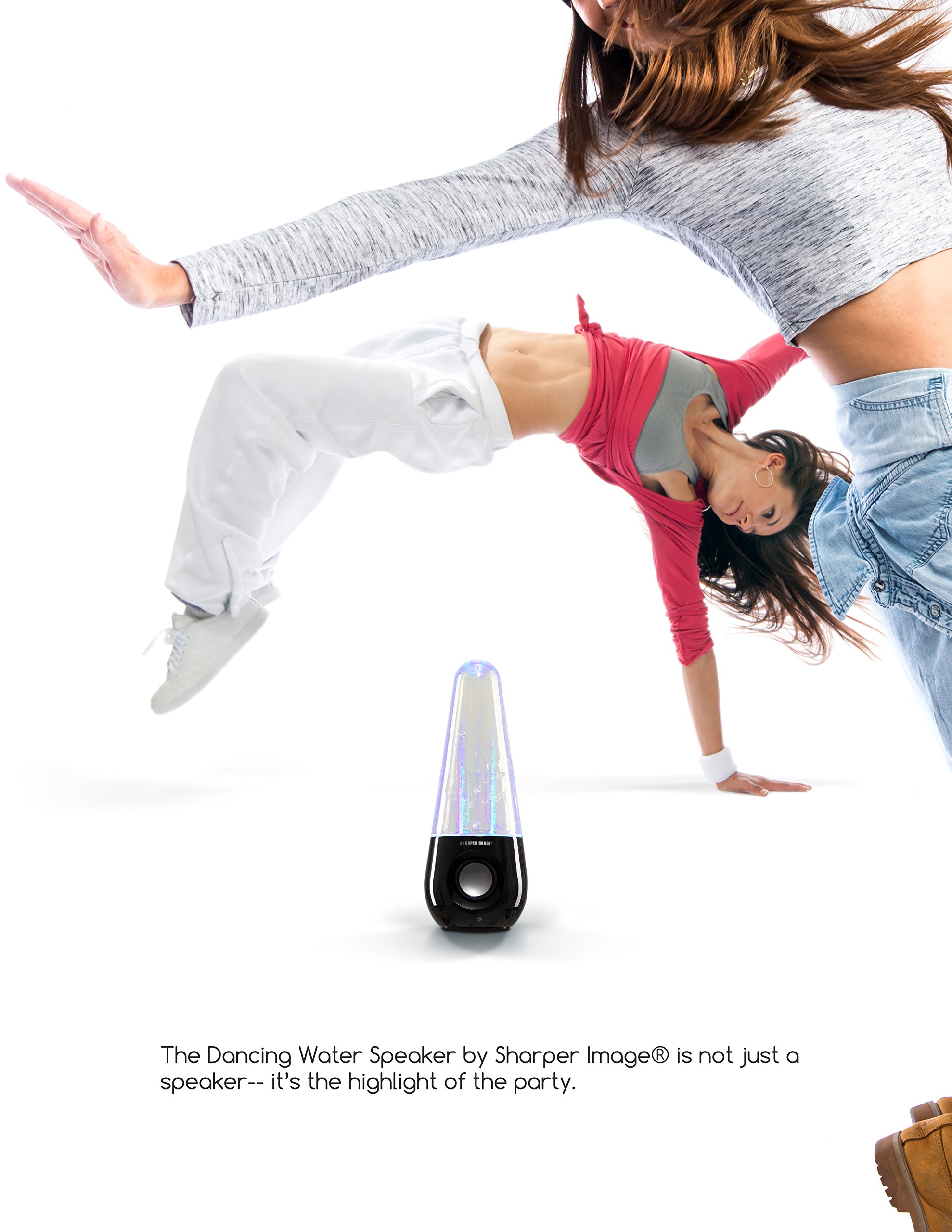 Sharper Image Bluetooth Wireless Dancing Water Speaker with Multicolored LED Light (Black)