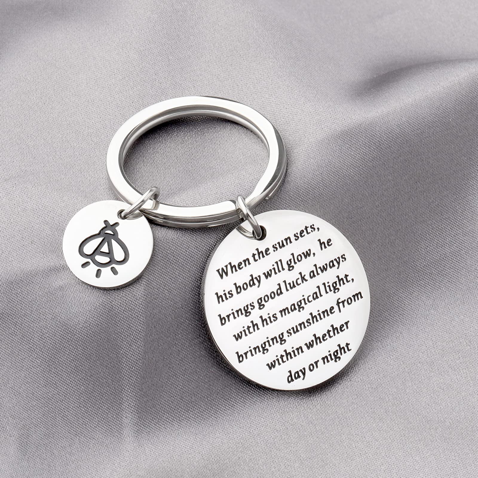 TIIMG Firefly Charm Keychain Firefly Lover Gift Inspirational Gifts Firelfly Good Luck Gift (When the sun sets)