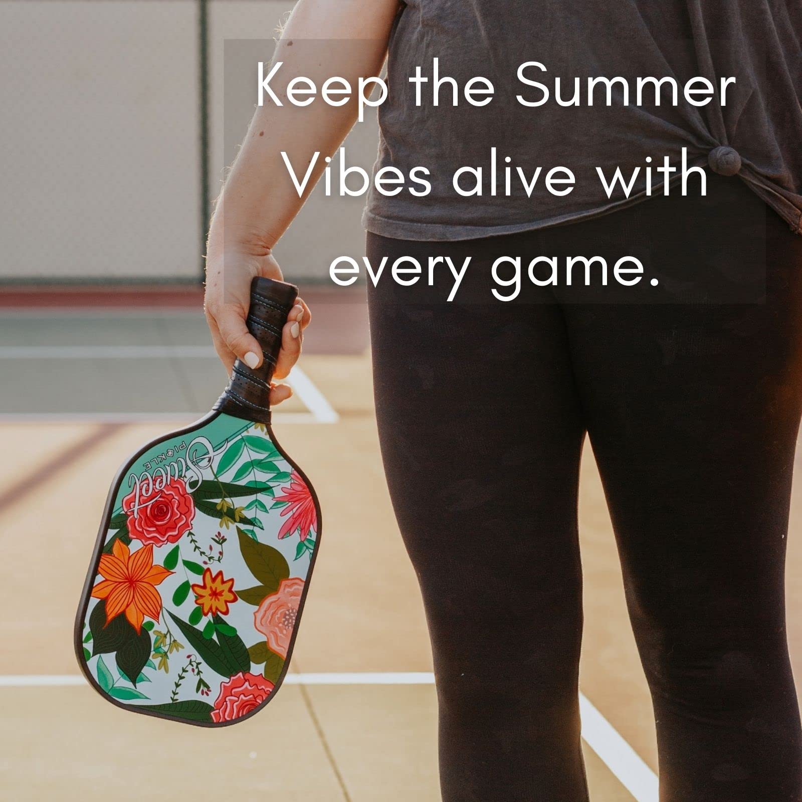 Sweet Pickle Tropical Paradise Pickleball Paddle, Composite Honeycomb Core, Carbon Graphite, Soft Grip, Indoor Outdoor Lightweight Stylish Design Pickleball Racket with Raquet Paddle Cover