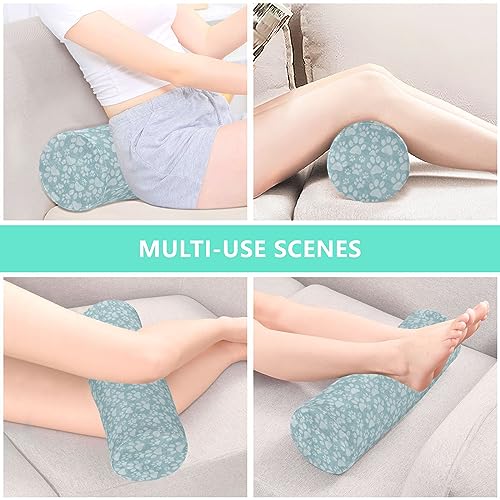 Vnurnrn Doggy Paw Print Neck Support Pillow Round Neck Roll Bolster Cylinder Pillow Cervical Pillows Shoulder Pillow for Leg Knee Back Head Support for Adults Bedroom Camp Work
