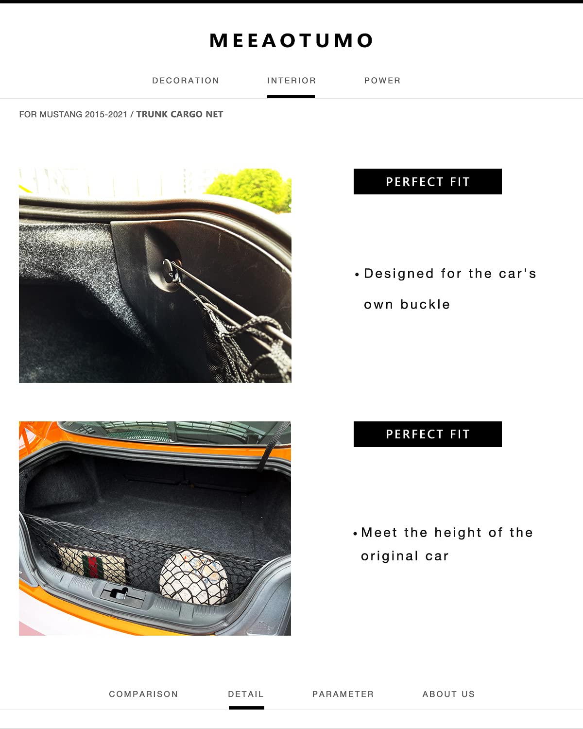Trunk Cargo Net Accessories for Ford Mustang 2015-2024