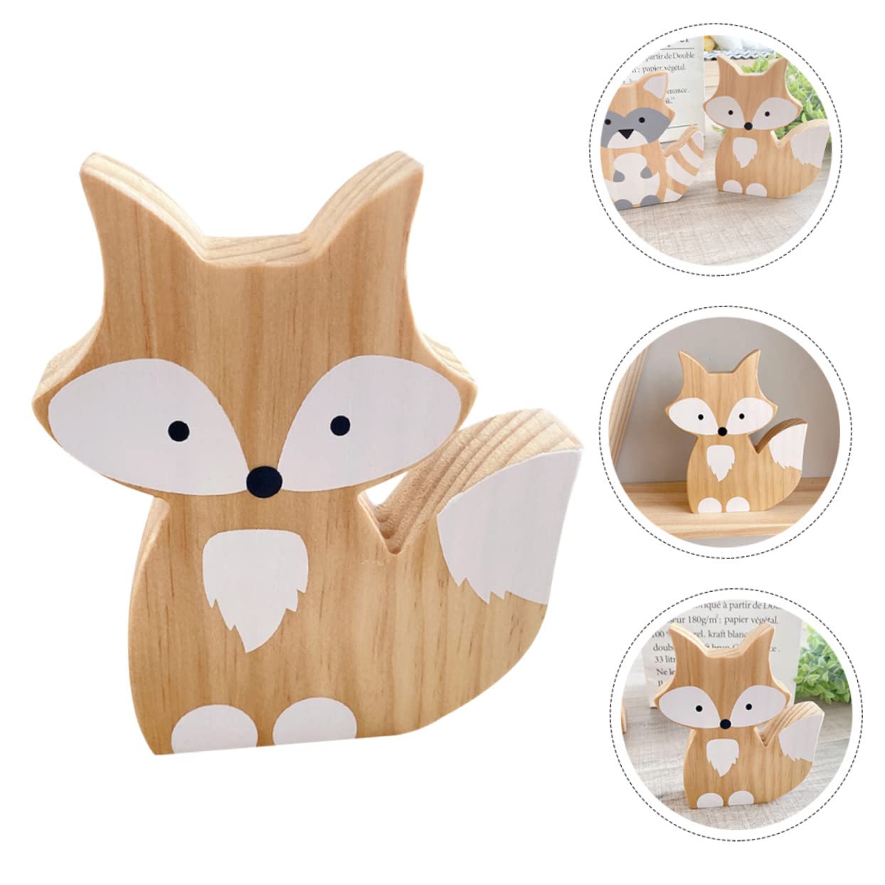 VOSAREA 2pcs Fox Ornament Gift Registry by Name Ornament Crafts Baby Milestone Blocks Desk Topper Cute Fox Figure Wood Fox Tabletop Fox Dining Room Decor for Table Model Desktop Wooden