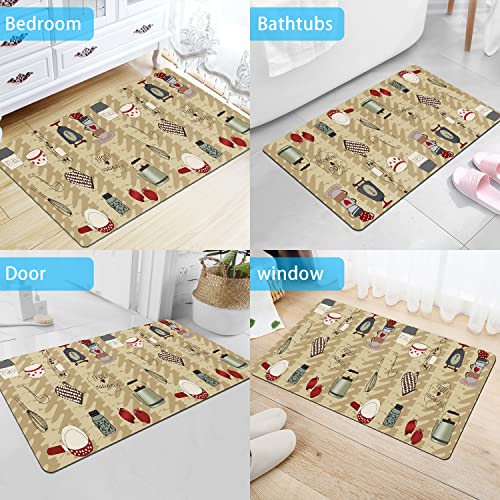 Super Absorbent Kitchen Mats for Floor Ultra Thin for Summer Using Set of 2, Rubber Backing Carpet Rugs Mat Cushioned, Quick Dry Floor Mats, Machine Washable Laundry Room Rugā¦