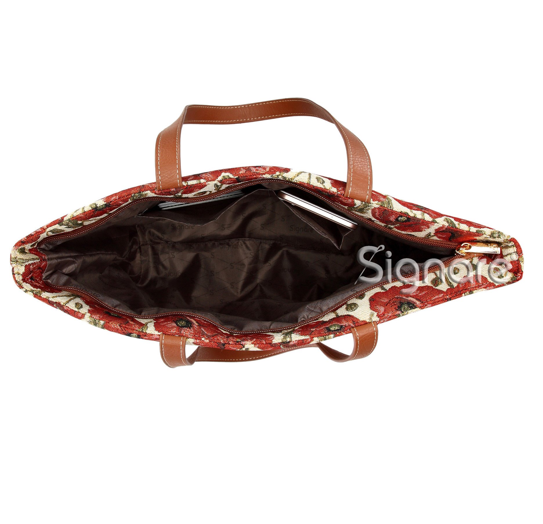 Signare Tapestry Shoulder Bag Tote Bag for Women with Poppy Flower Design (SHOU-POP)