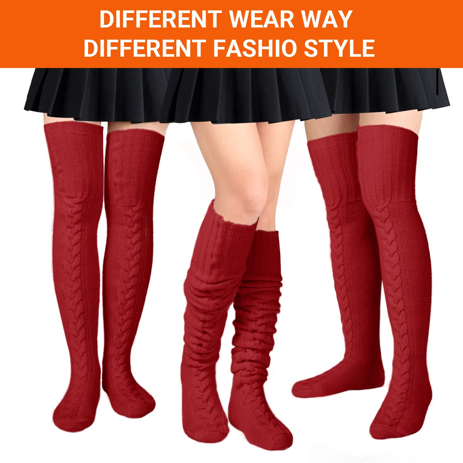 Wool Thigh High Socks Over the Knee Socks Thigh High Stockings Extra Long Boot Thick Socks Leg Warmers for Women