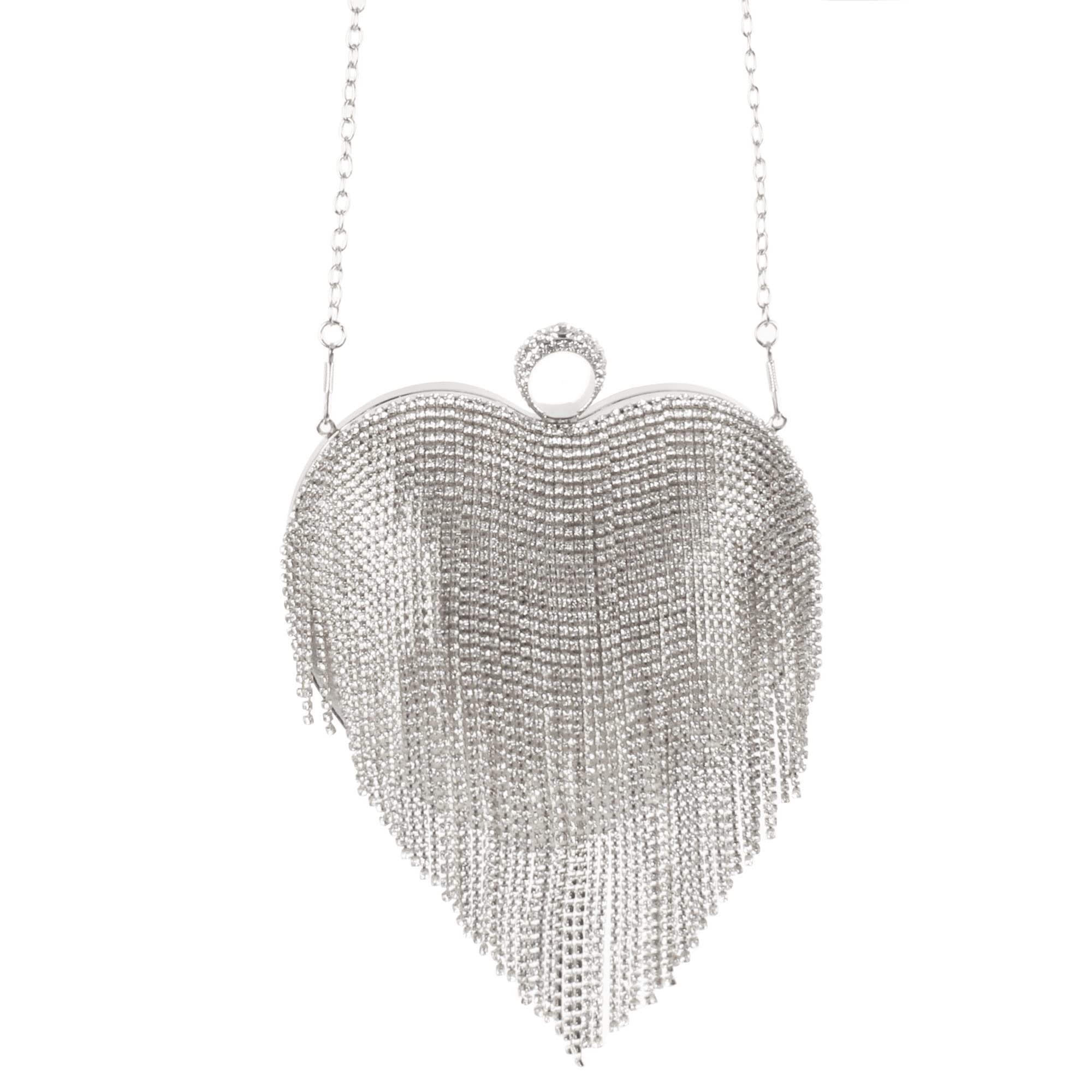 Van Caro Vintage Heart Shape Evening Bag Clutch Handbag Crossbody Shoulder Purse, Red One Size