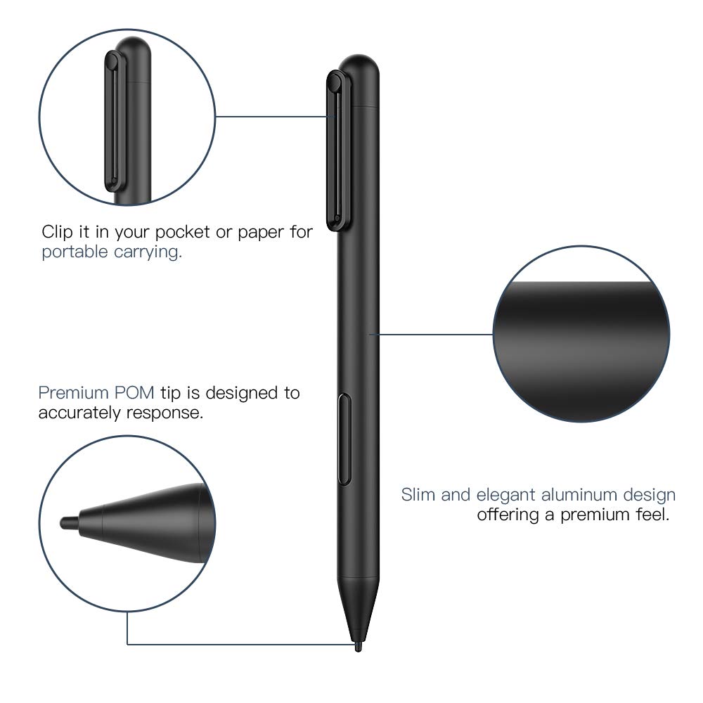 TiMOVO Pen for Surface, Stylus Penfor Surface Pro 8/7+/X/7/6/5/4/3,Surface Go 3/Go 2/Go/3,Surface Laptop 4/3/2/1,Surface Book/Studio/Duo, 1024 Level Pressure, Black