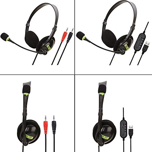 SOONHUA Professional Gaming Headset with Dual 3.5mm Plug with Microphone Switch Volume Control for Desktop PC Laptop Headset