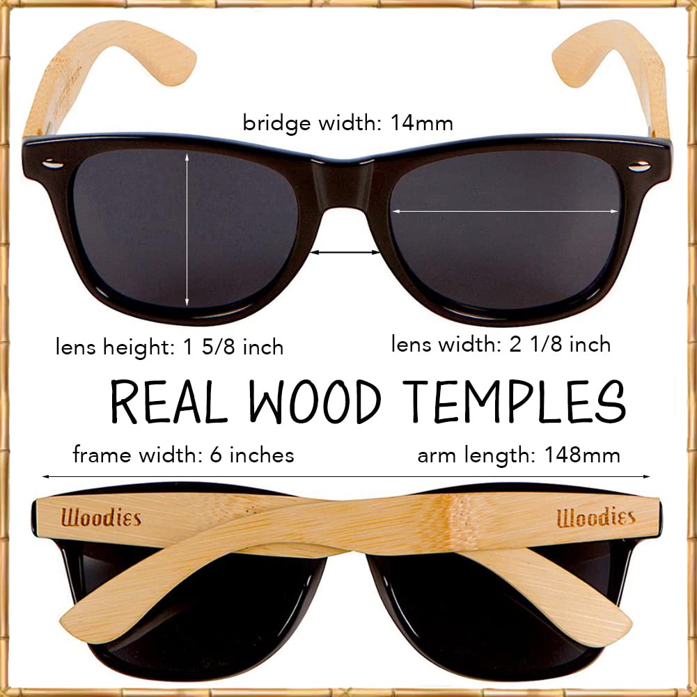 Woodies Polarized Zebra Wood Sunglasses with Free Bamboo Sunglasses Case for Men and Women | 100% UVA/UVB Protection
