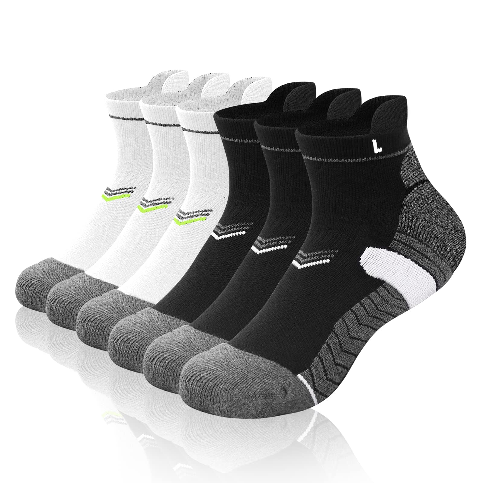ZNCMRR 6 Pack Athletic Running Ankle Socks for Men and Women Ankle Compression Socks Cushion Cotton Low Cut Ankle Athletic Socks,Size Fits 9-12