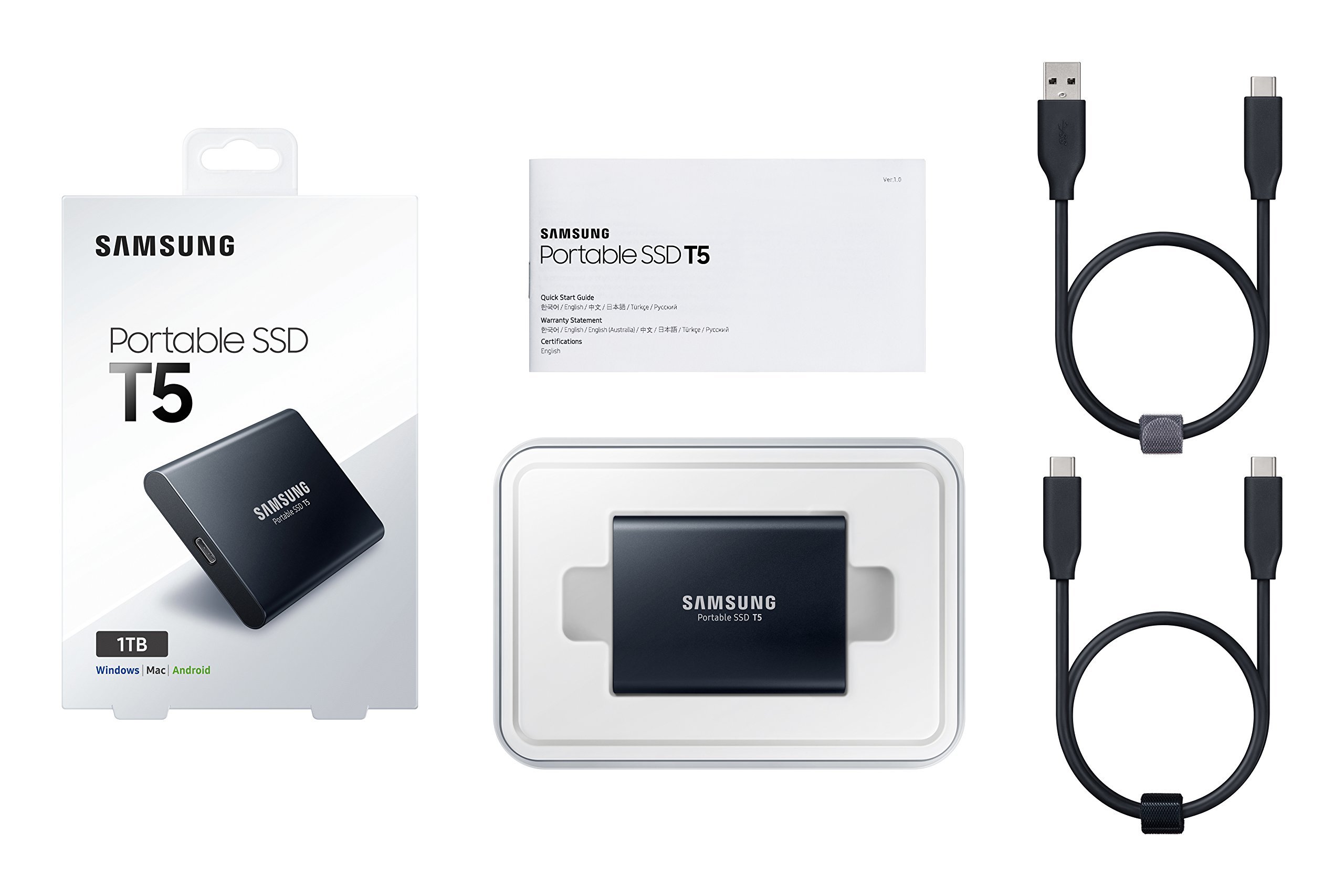 Samsung T5 Portable SSD - 1TB - USB 3.1 External SSD (MU-PA1T0B/AM) (Renewed)