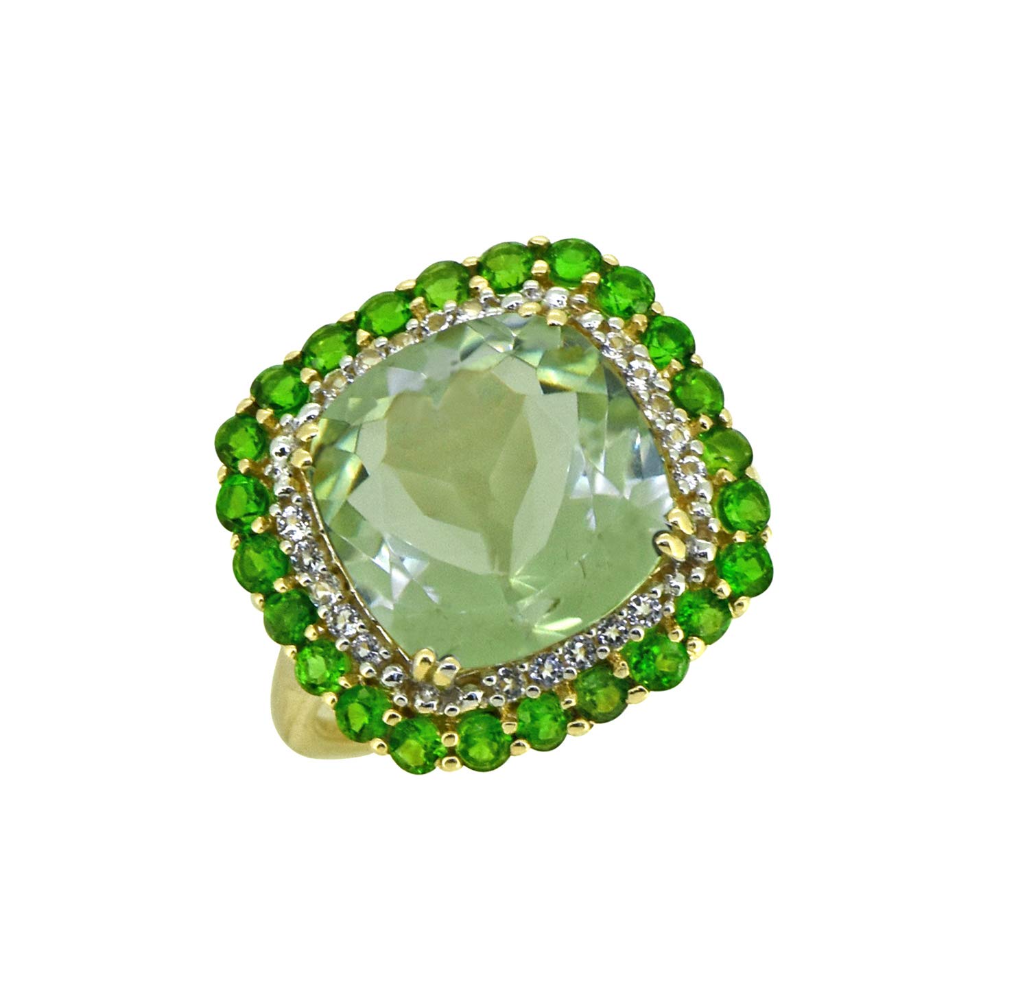 YoTreasure 6.97 ct. t.w. Green Amethyst & Chrome Diopside 14kt Yellow Gold Bold Ring